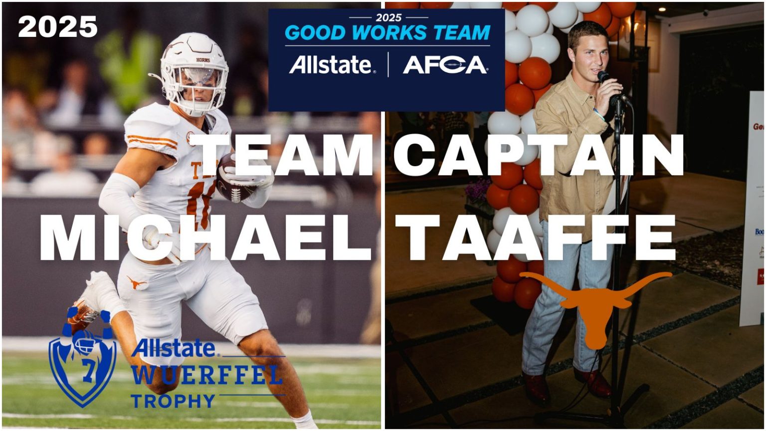 University of Texas senior defensive back Michael Taaffe wins the 2025 ...